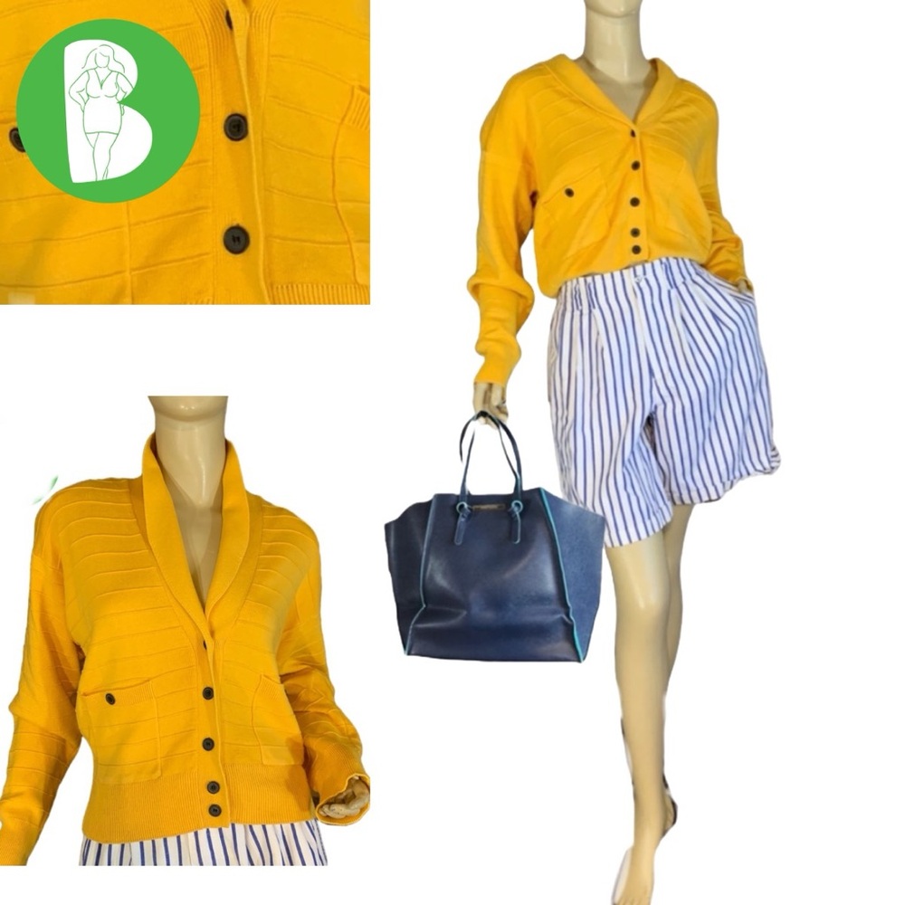 Studio Michelle Stuart Vintage 1990's Yellow Knit Car… - Gem